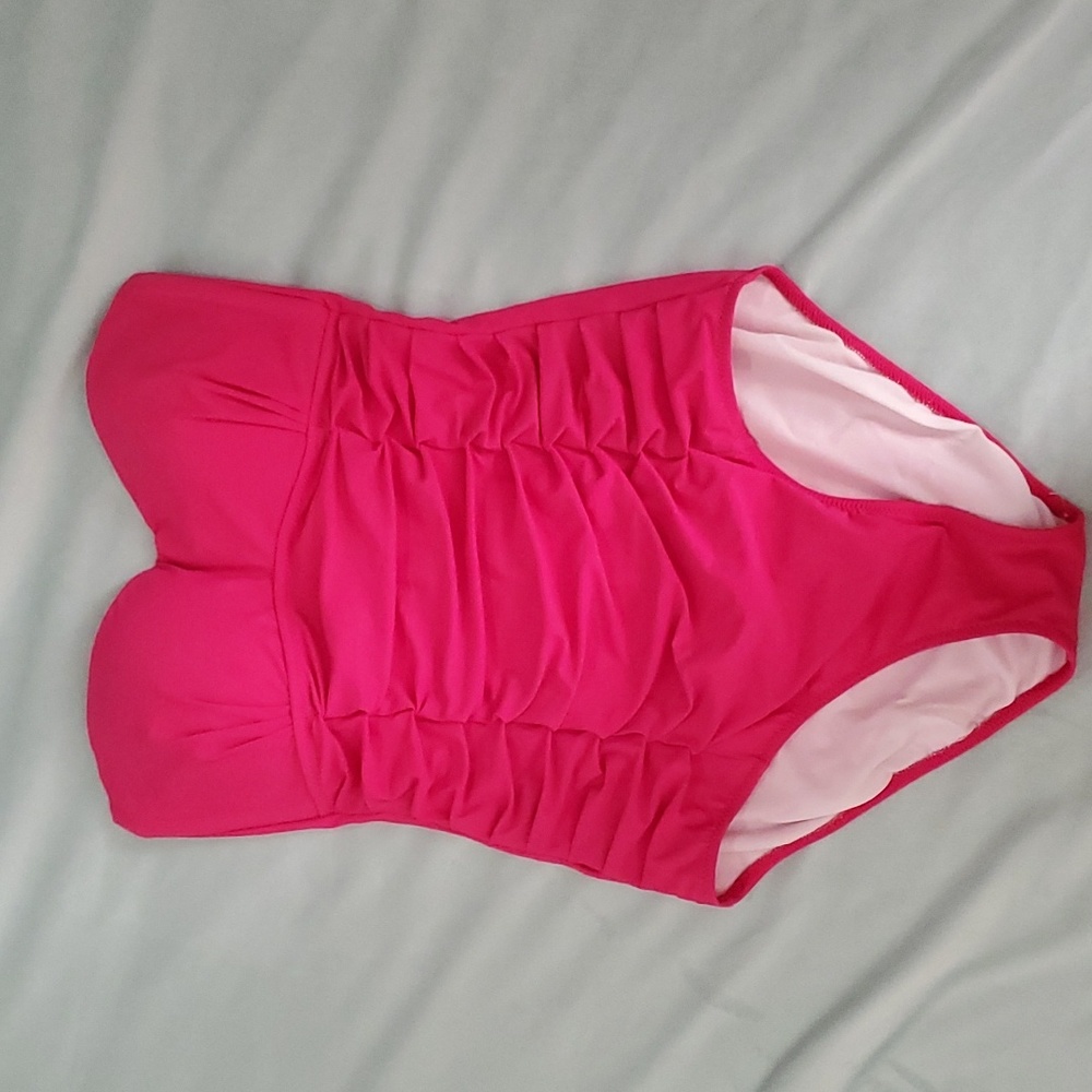 Hot Pink One Piece Ruched Bathing Suit Gem